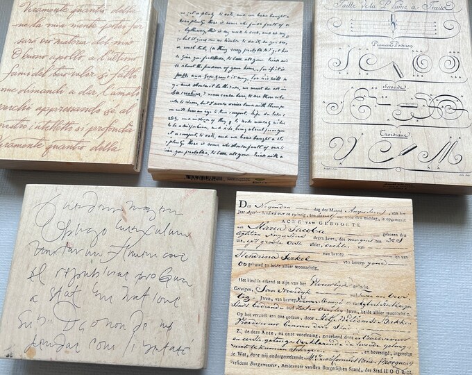 Vintage Large Scripts and Music Pattern Backgrounds Wood Mounted Rubber ...
