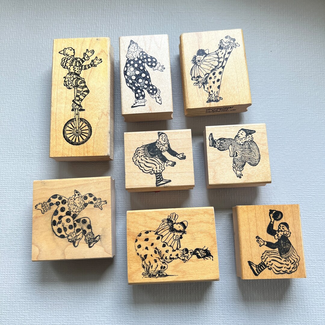 Vintage Rare Circus Clown Wood Mounted Rubber Stamps - Etsy