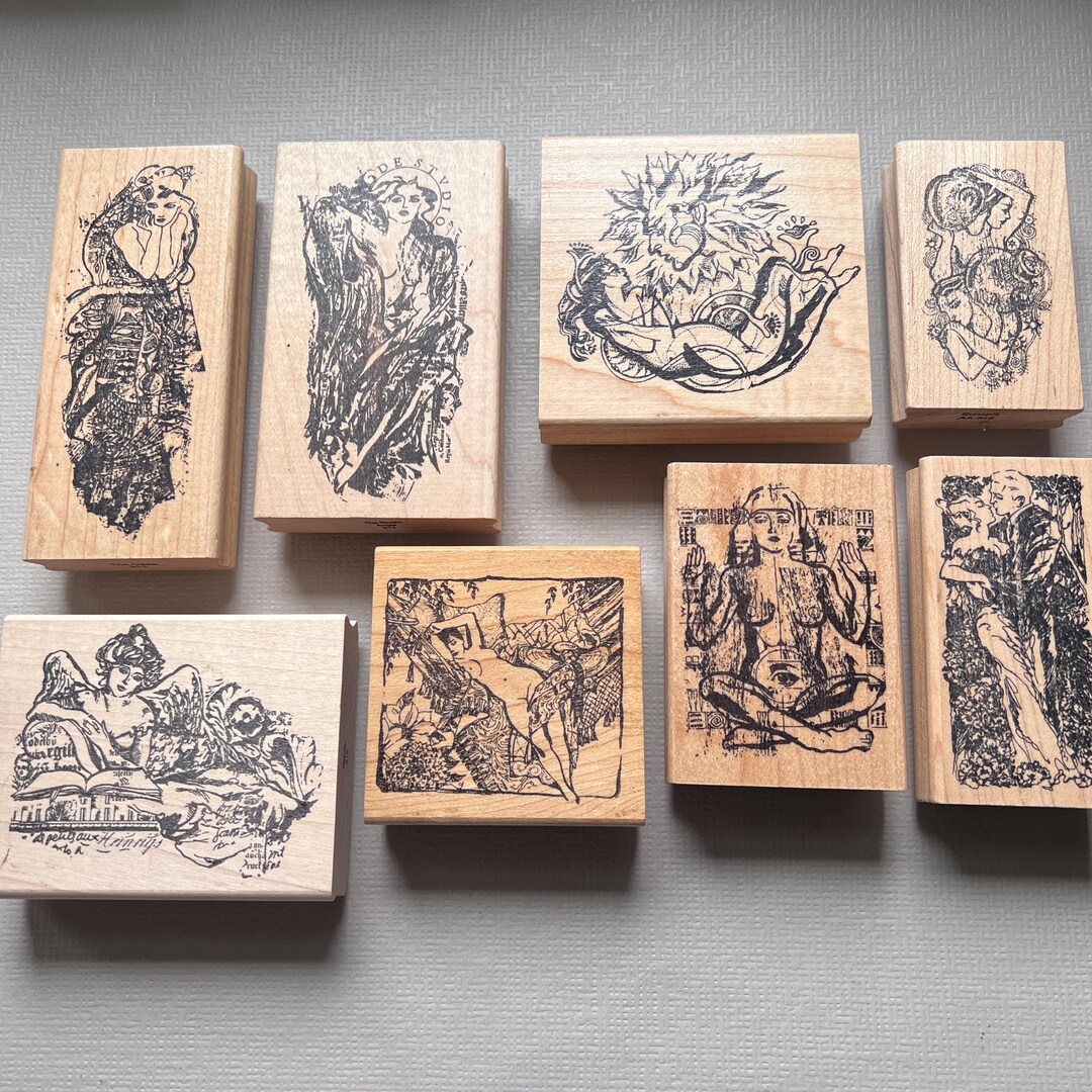 Vintage Rare Acey Deucy 8 Beautiful Collage Woman Collage Rubber Stamps ...