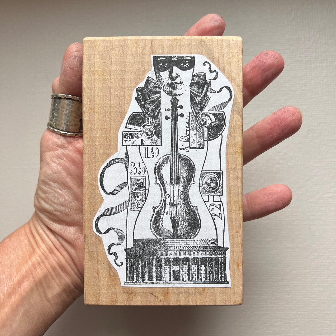 Vintage Rubber Stamp Acey Deucy Lynne Perella Music Collage Lady Rare ...