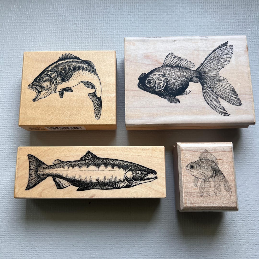 Vintage Rubber Stamp Fish Wood Mounted Rubber Stamps - Etsy