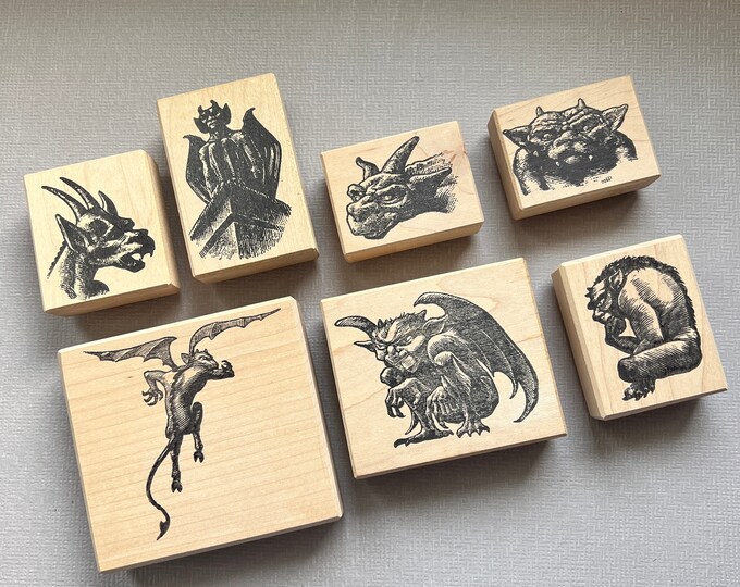Vintage Rubber Stamp Take Your Pick of Gargoyles Wood Mounted - Etsy