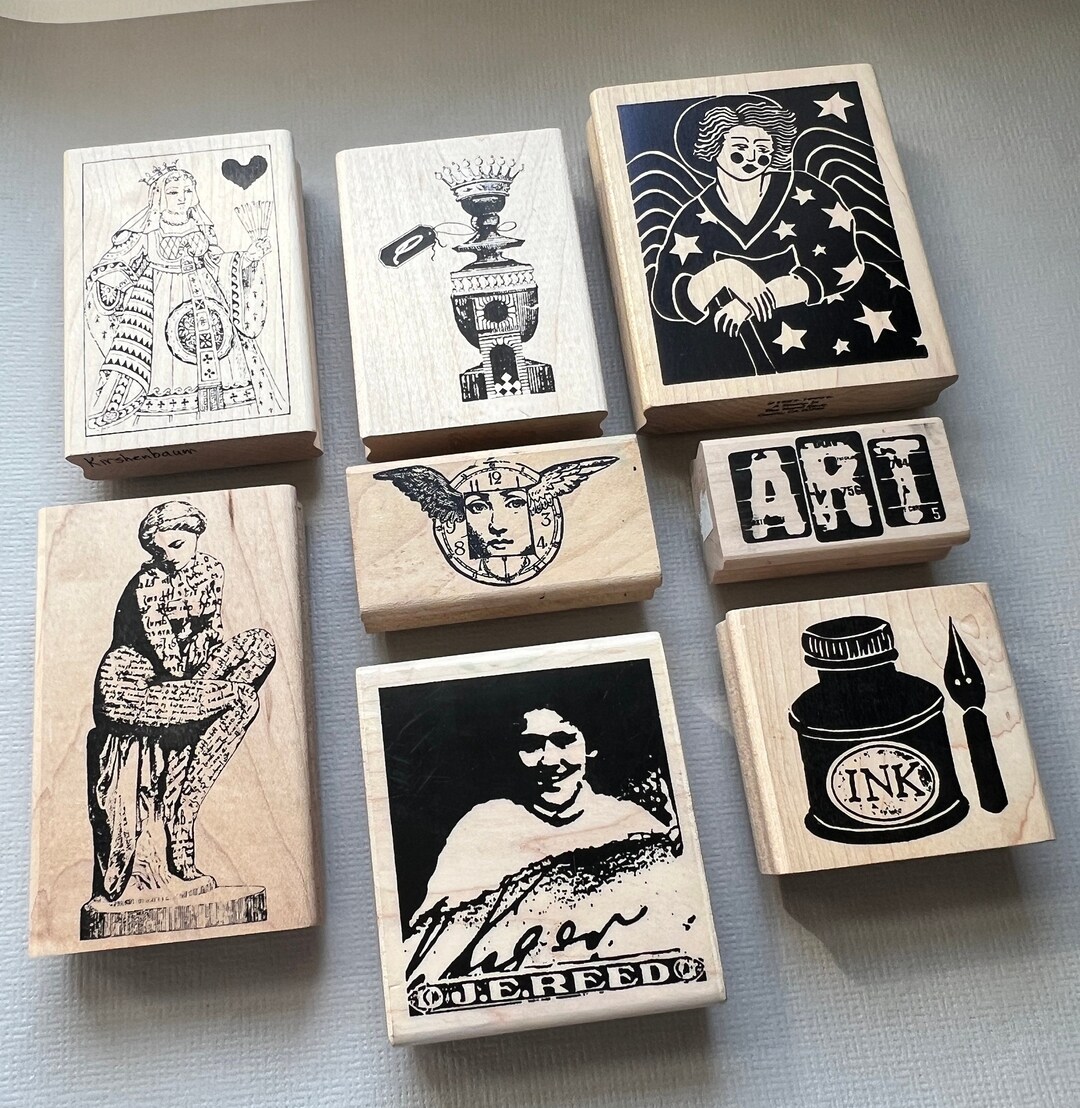 Vintage Rare Artsy Stamps Beautiful Woman Wood Mounted Artistic Rubber ...