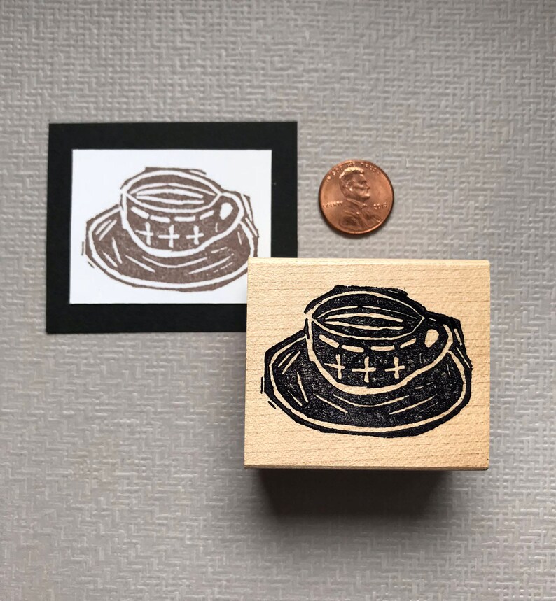 Hand Carved Coffee Cup Rubber Stamp - Etsy