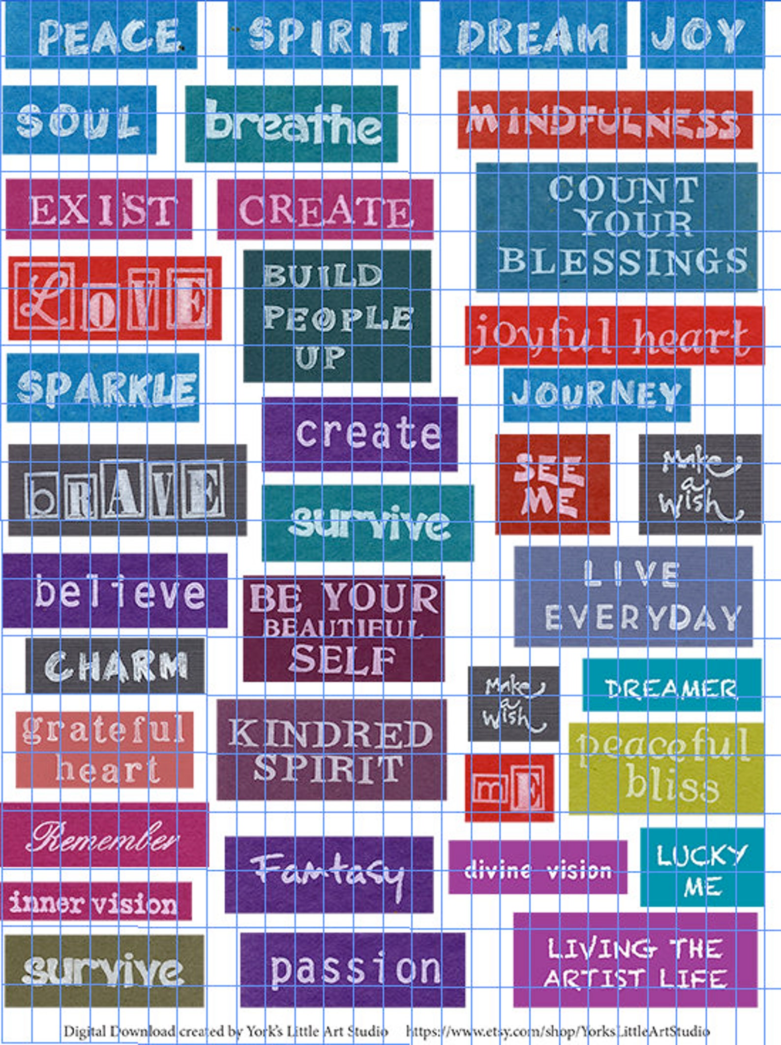 Digital Download of 4 Pages Full of White Words on Colored - Etsy