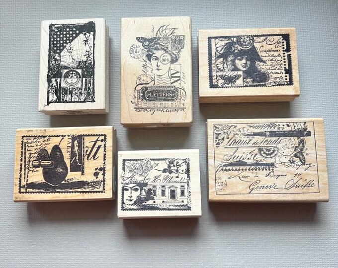 Vintage Rare Collage Art Rubber Stamps From Acey Duecy - Etsy