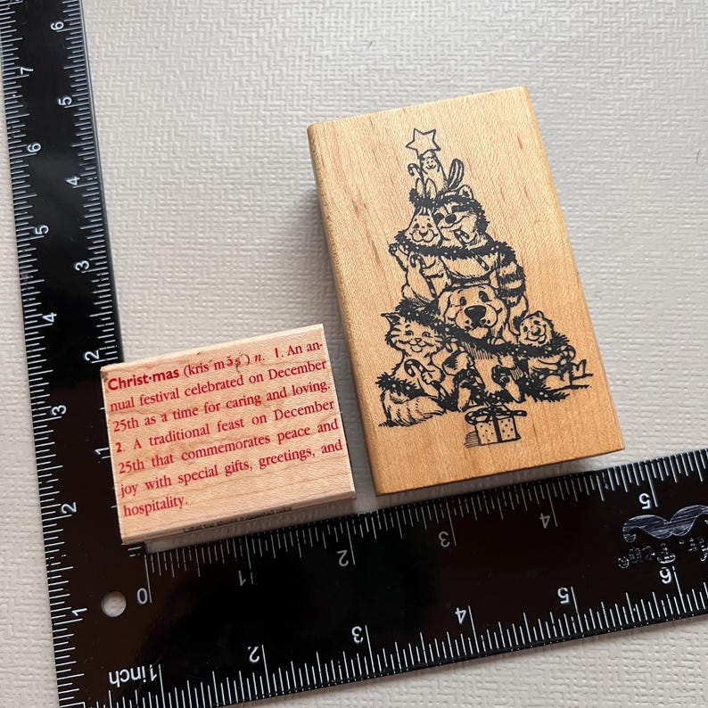 Vintage Rubber Stamps Christmas, Tree, Bells, Santa or Candles Wood ...