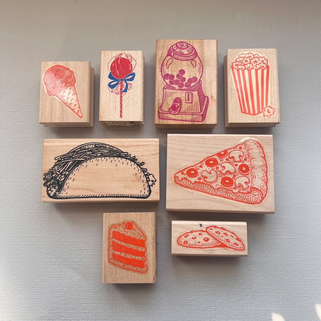 Vintage Food Ice Cream, Pizza, Tacos, Cakes or Cookies Rubber Stamps ...