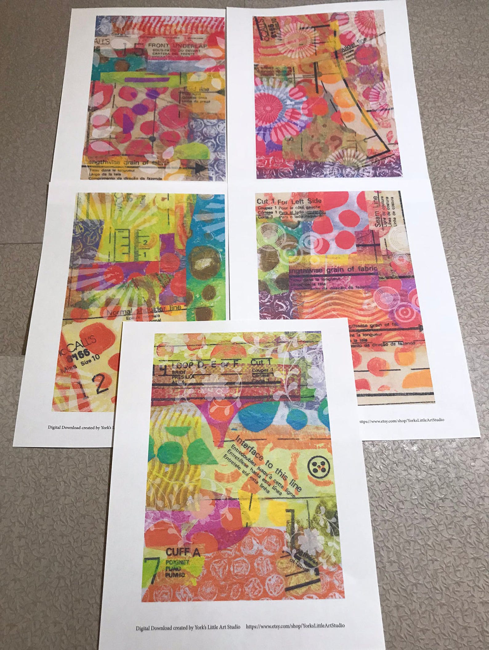 Digital Download Art Journaling Collage Sheets Gelli Plate Dress ...