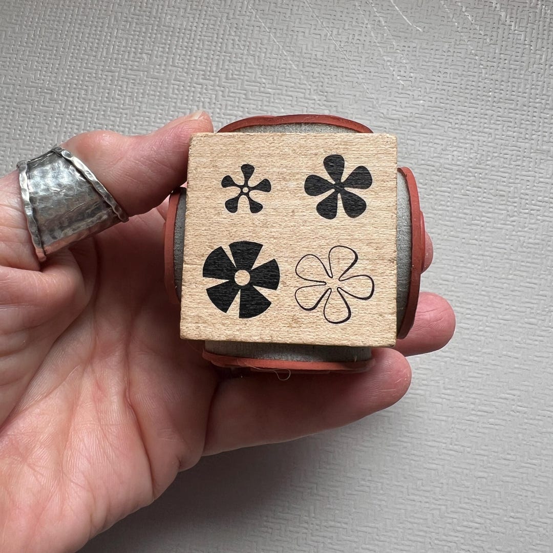 Vintage Rubber Stamp Four Flower Stamps Cube Block From Judikins - Etsy