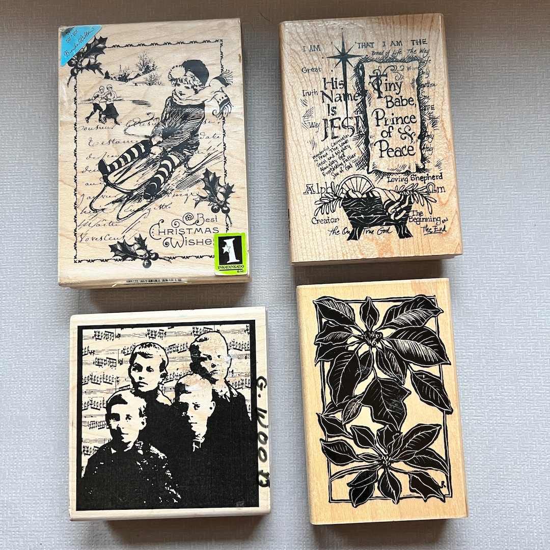 Vintage Rubber Stamps Theme Christmas and Winter Scene or Boy Choir or ...