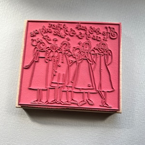 Vintage Stamps Happen Angel Ladies Choir He Loves Us All Scene Wood ...