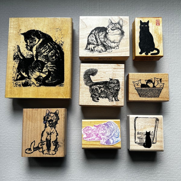 Cat Rubber Stamp - Etsy