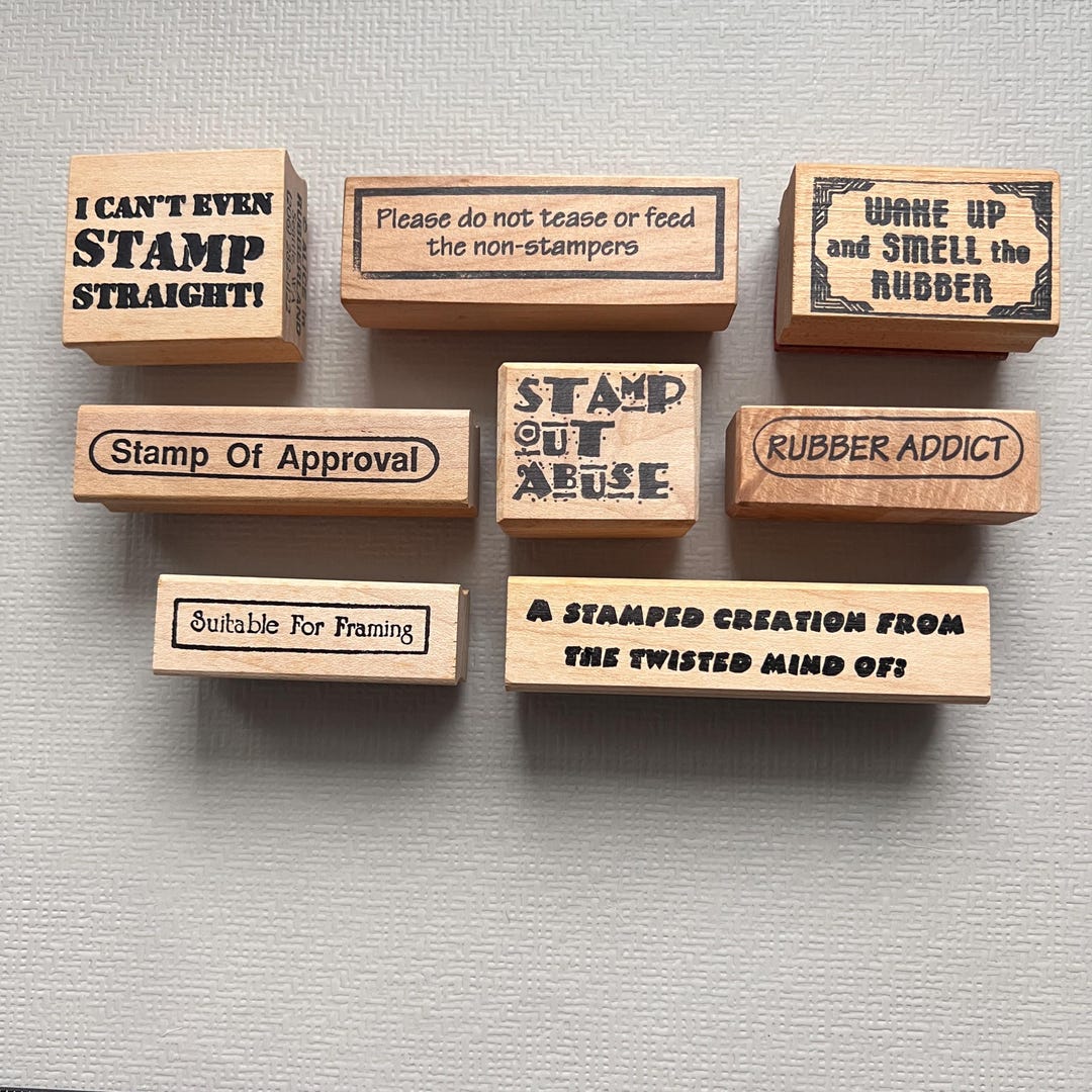 Vintage Rubber Stamp Crazy About Rubber Stamping Sayings Wood Mounted ...