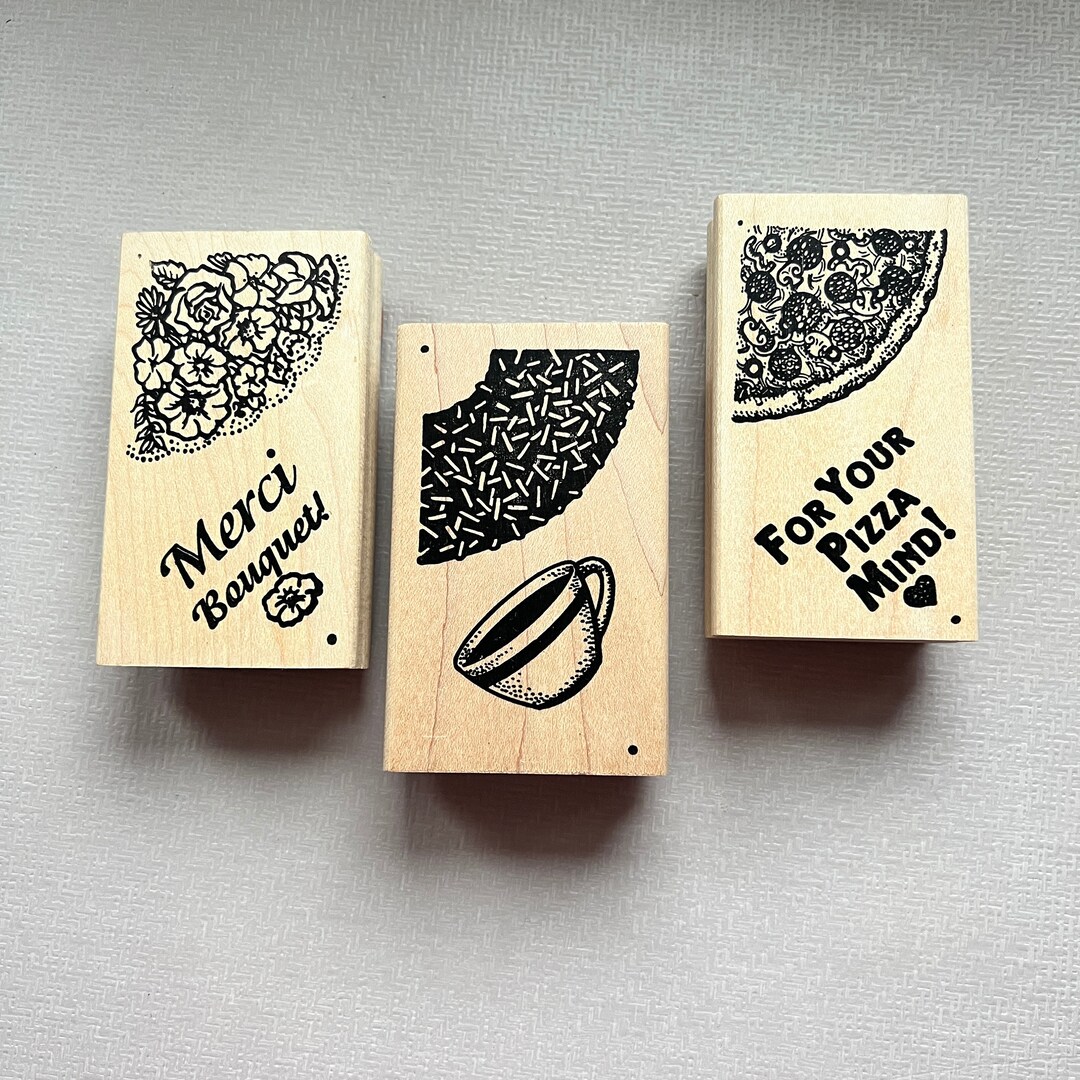 Vintage Rare Rubber Stamp Flower, Coffee or Pizza From Museum of Modern ...
