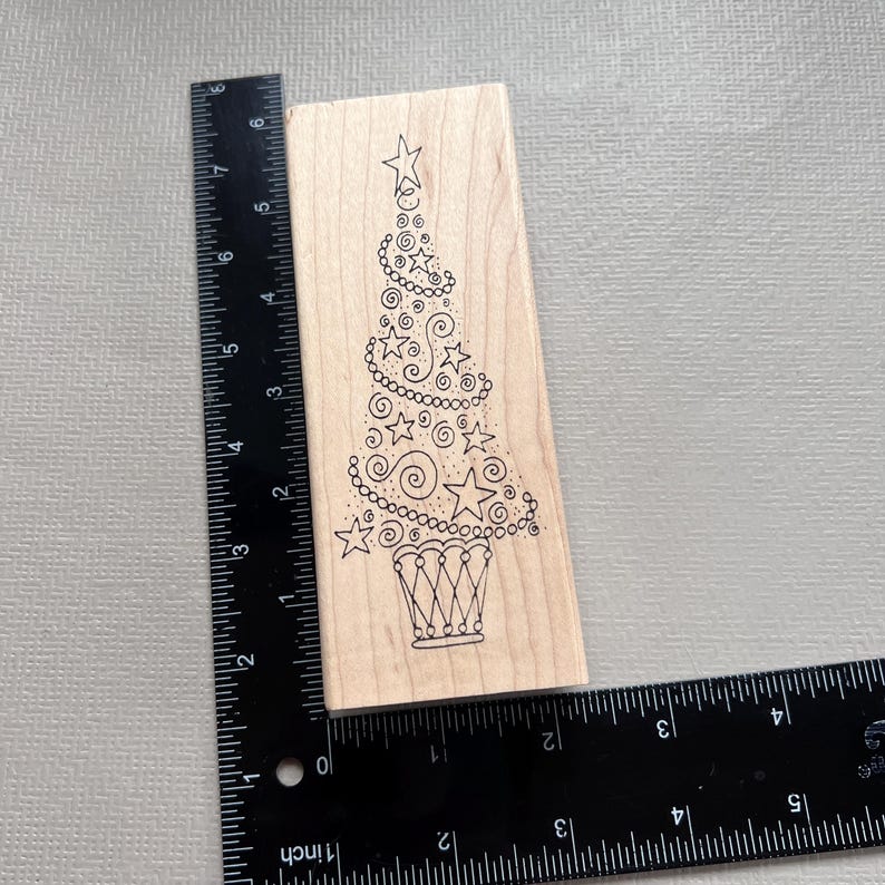 Rubber Stamps Christmas Tree Artistic Vintage Wood Mounted Stamps - Etsy