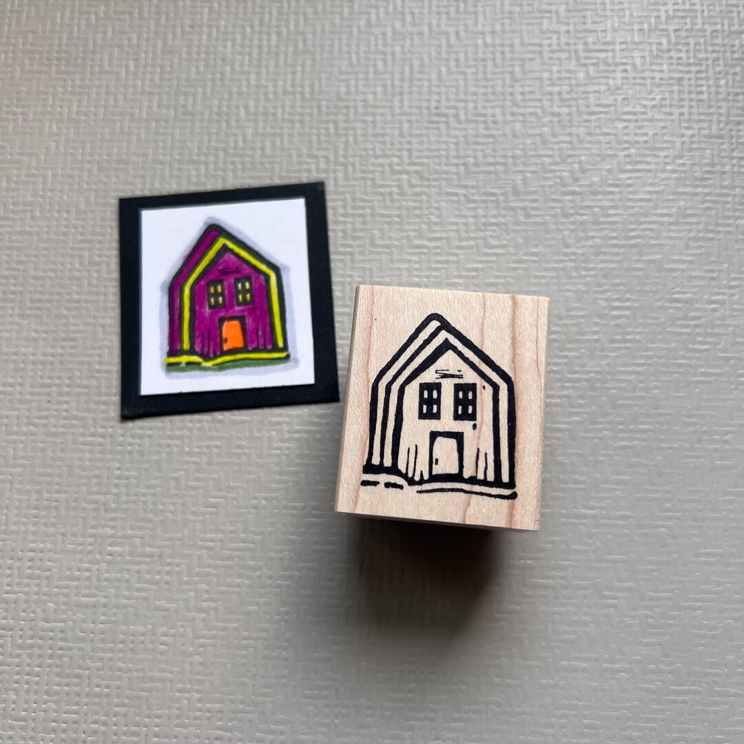 Carved House Stamp, Wood Mounted Stamp From Wendy York - Etsy