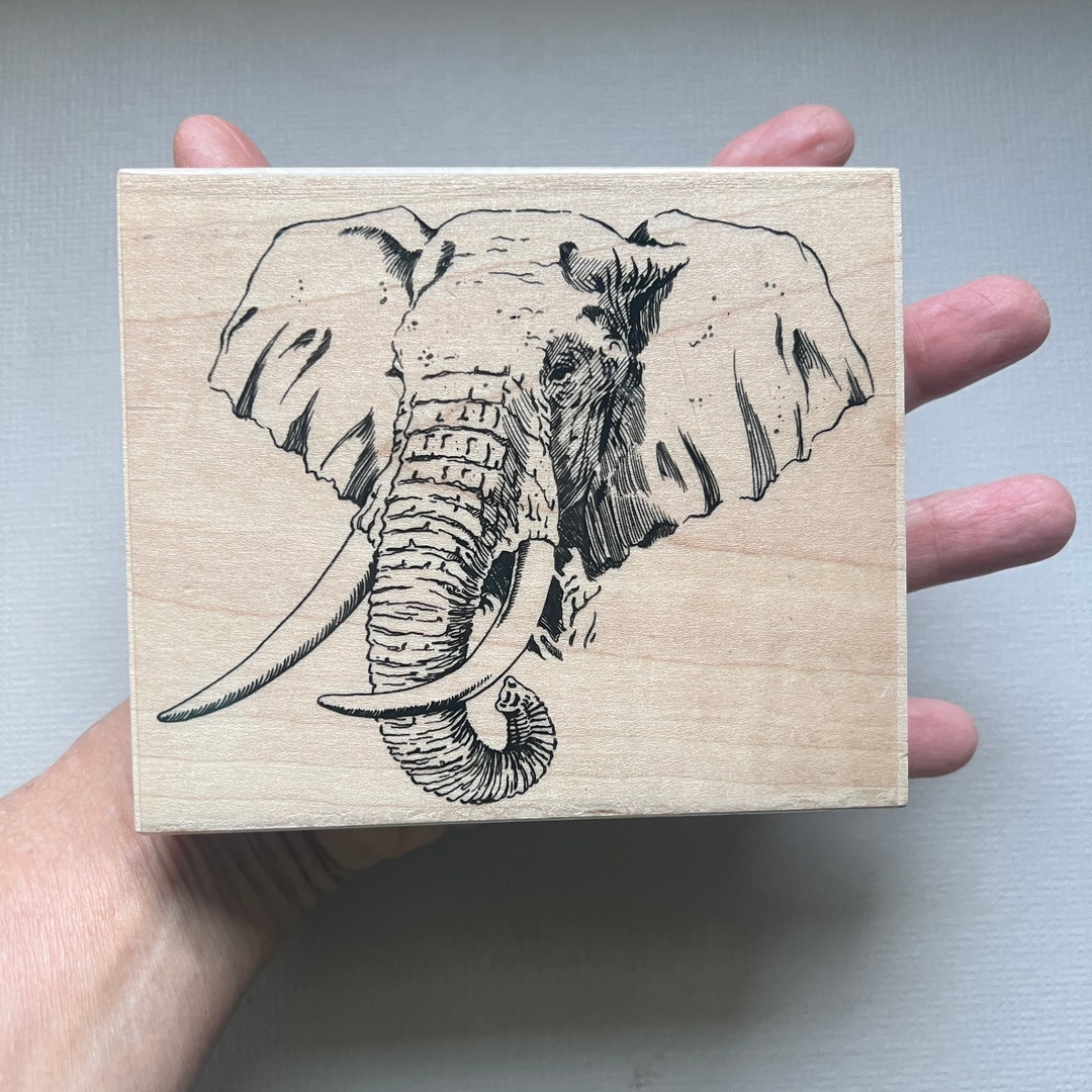 Vintage Rubber Stamp Large Elephant Wood Mounted Stamp From Embossing ...