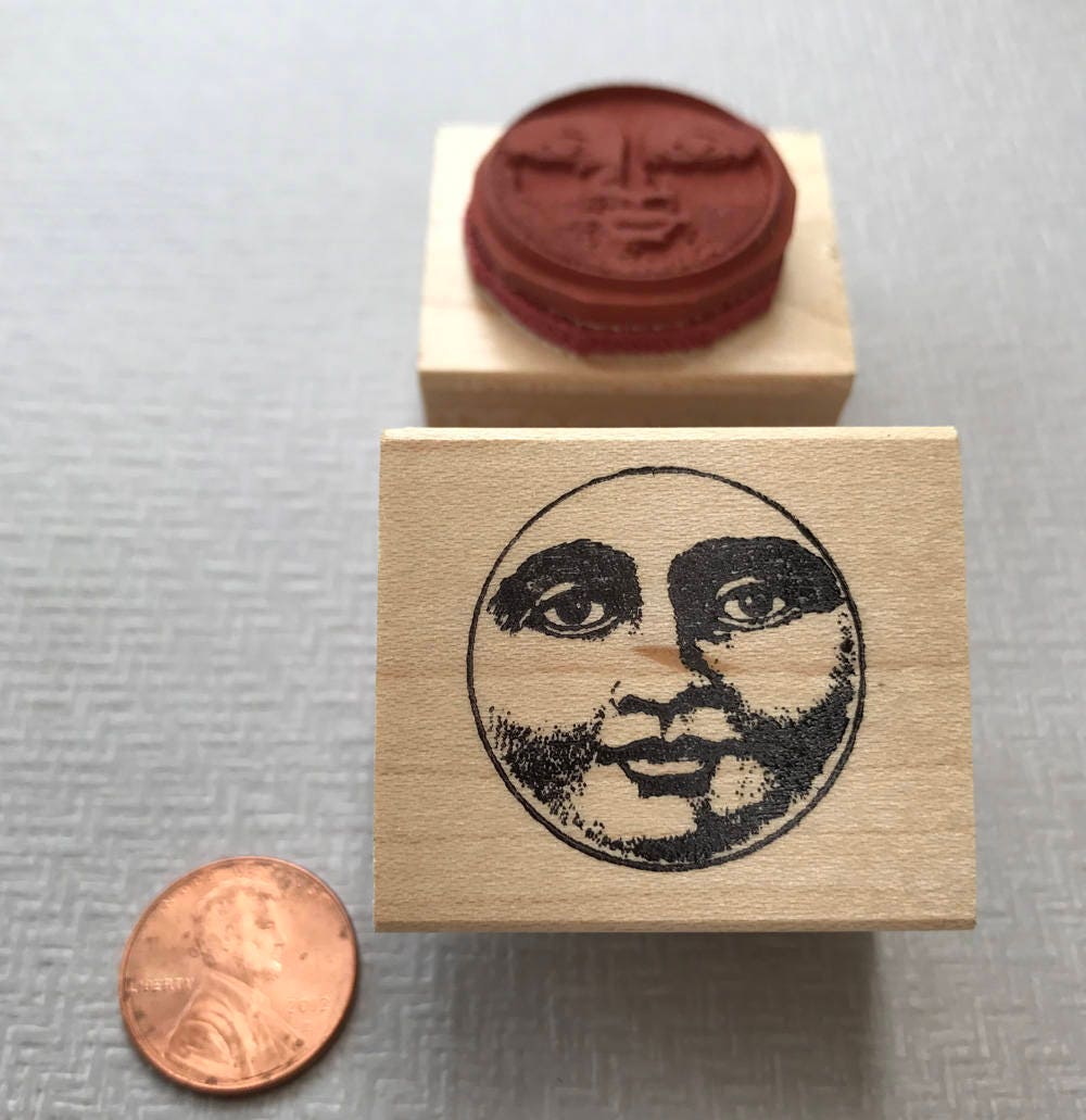 Mr. Moon Rubber Stamp - Etsy
