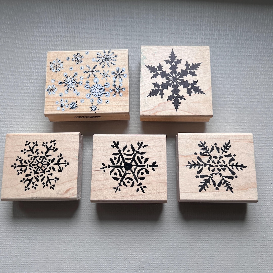 Rubber Stamp Snowflakes Wood Mounted Rubber Stamps - Etsy