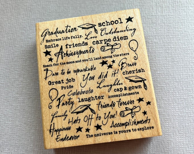 Vintage Rubber Stamp Graduation Background From Inkadinkado - Etsy