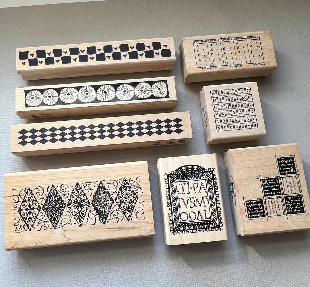 Vintage Rubber Stamp Pick Your Line Pattern Wood Mounted Stamps From ...