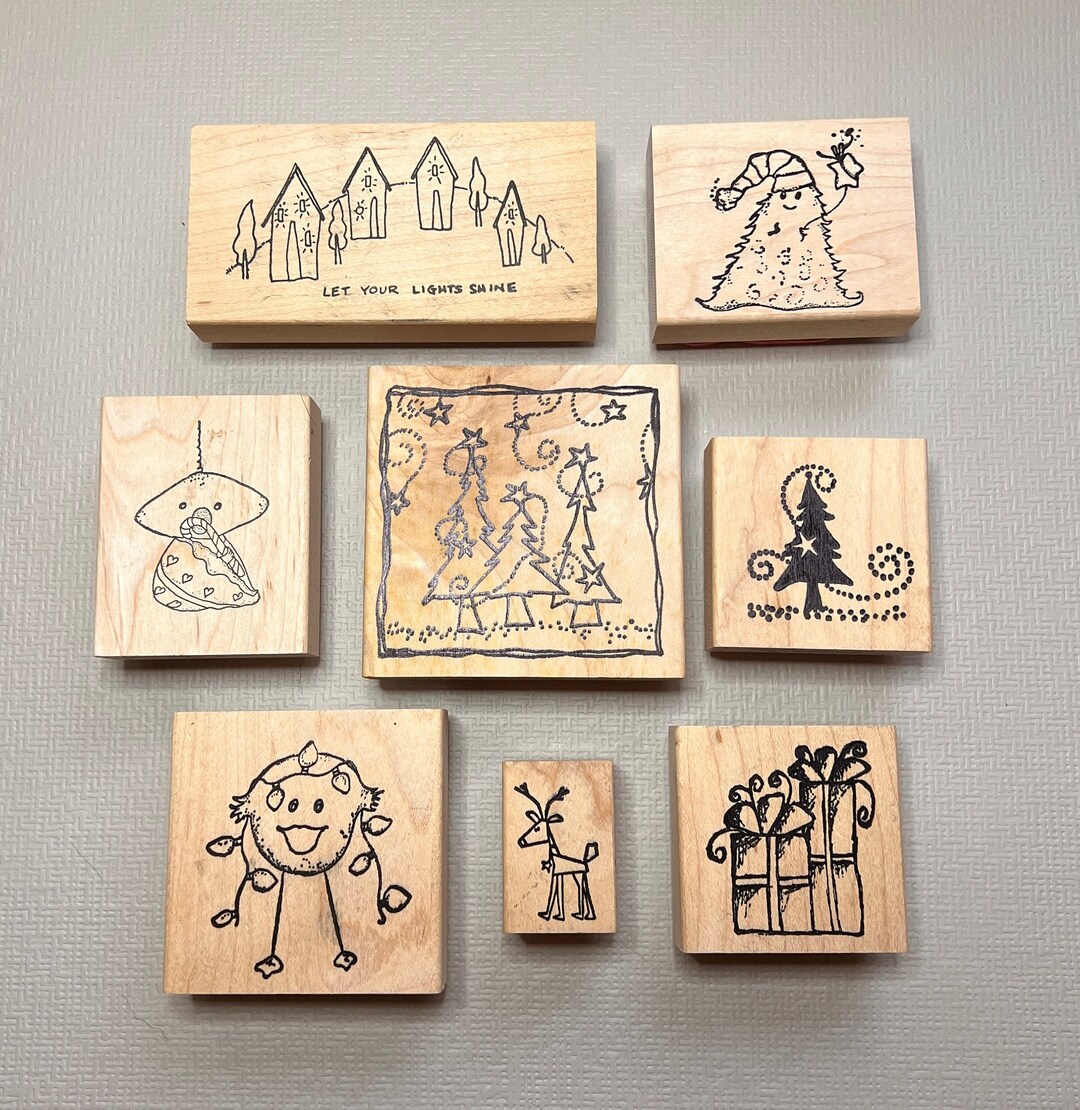 Vintage Rubber Stamps Holiday Christmas Stamps by Stampotique Company ...