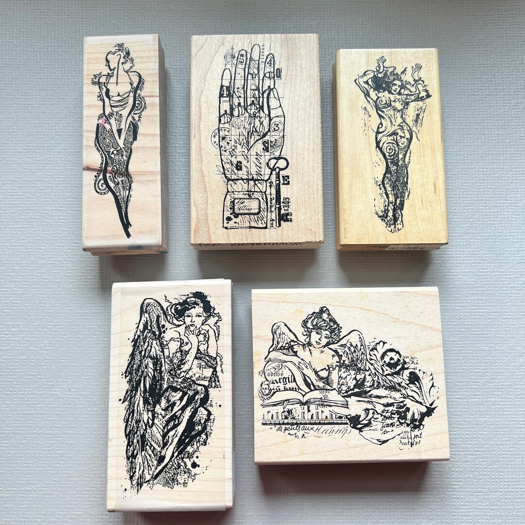 Vintage Rare Collage Artistic Rubber Stamps From Acey Duecy - Etsy