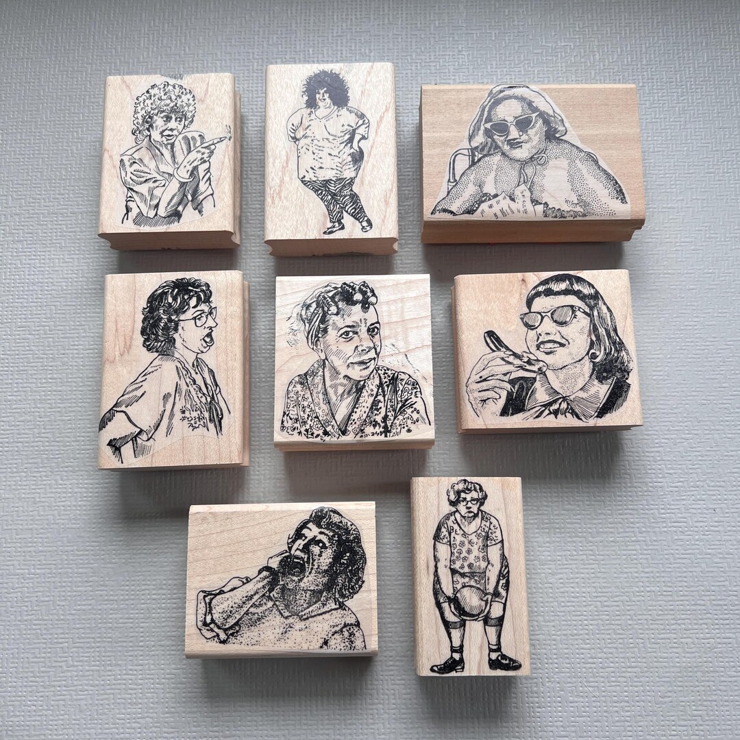 Rubber Stamp Vintage Funny Characters Woman Wood Mounted Stamps - Etsy