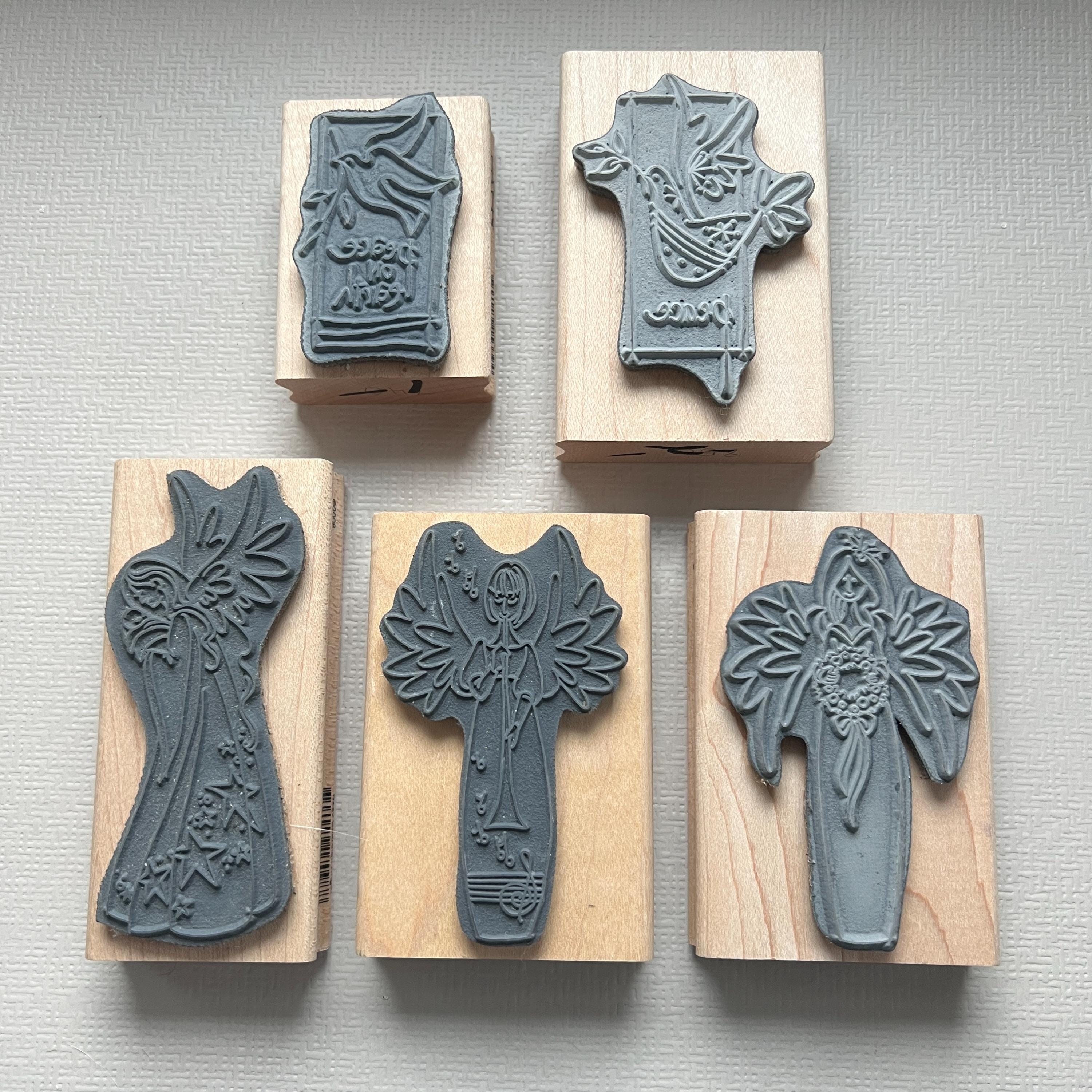 Vintage Rubber Stamp Angels, Dove, Peace Wood Mounted Stamps From ...