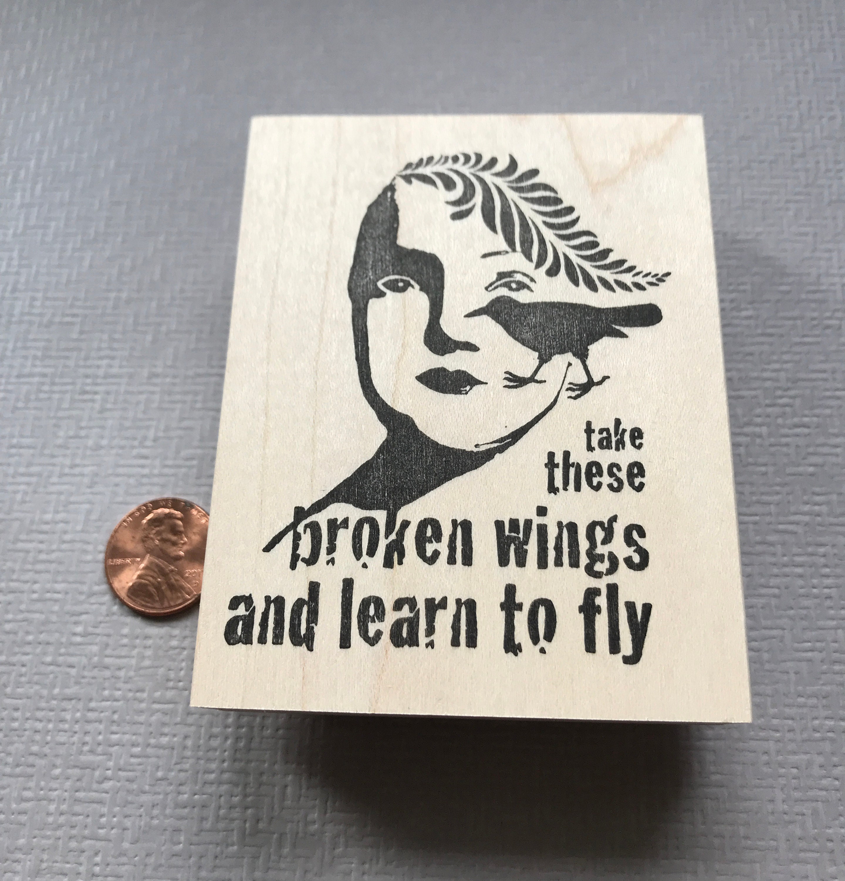 Learn to Fly Collage Bird Face Rubber Stamp Unmounted - Etsy