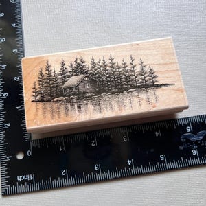 Vintage Stampscapes Outdoor Nature Landscape Cabin Scene Rubber Stamps ...