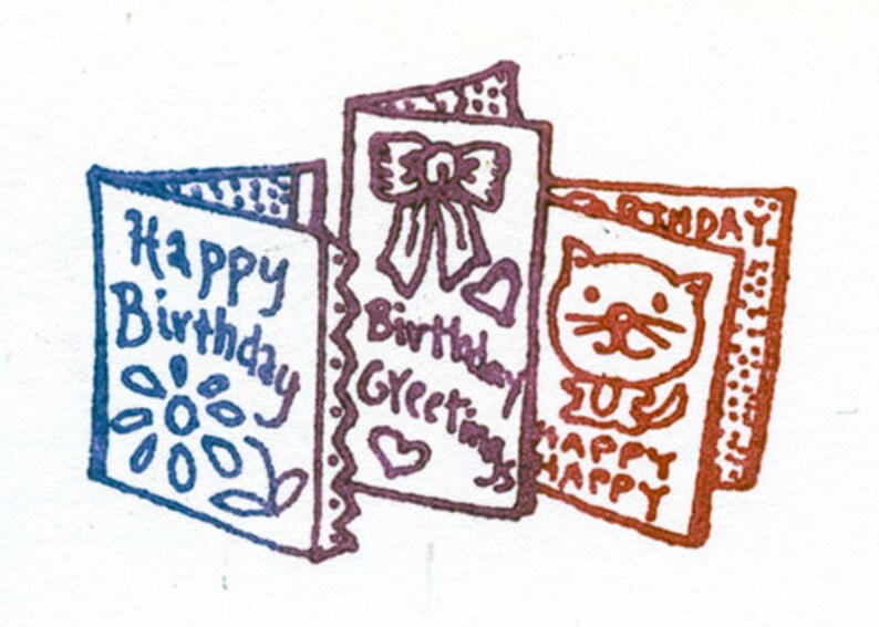 Birthday Cards Rubber Stamp | Etsy