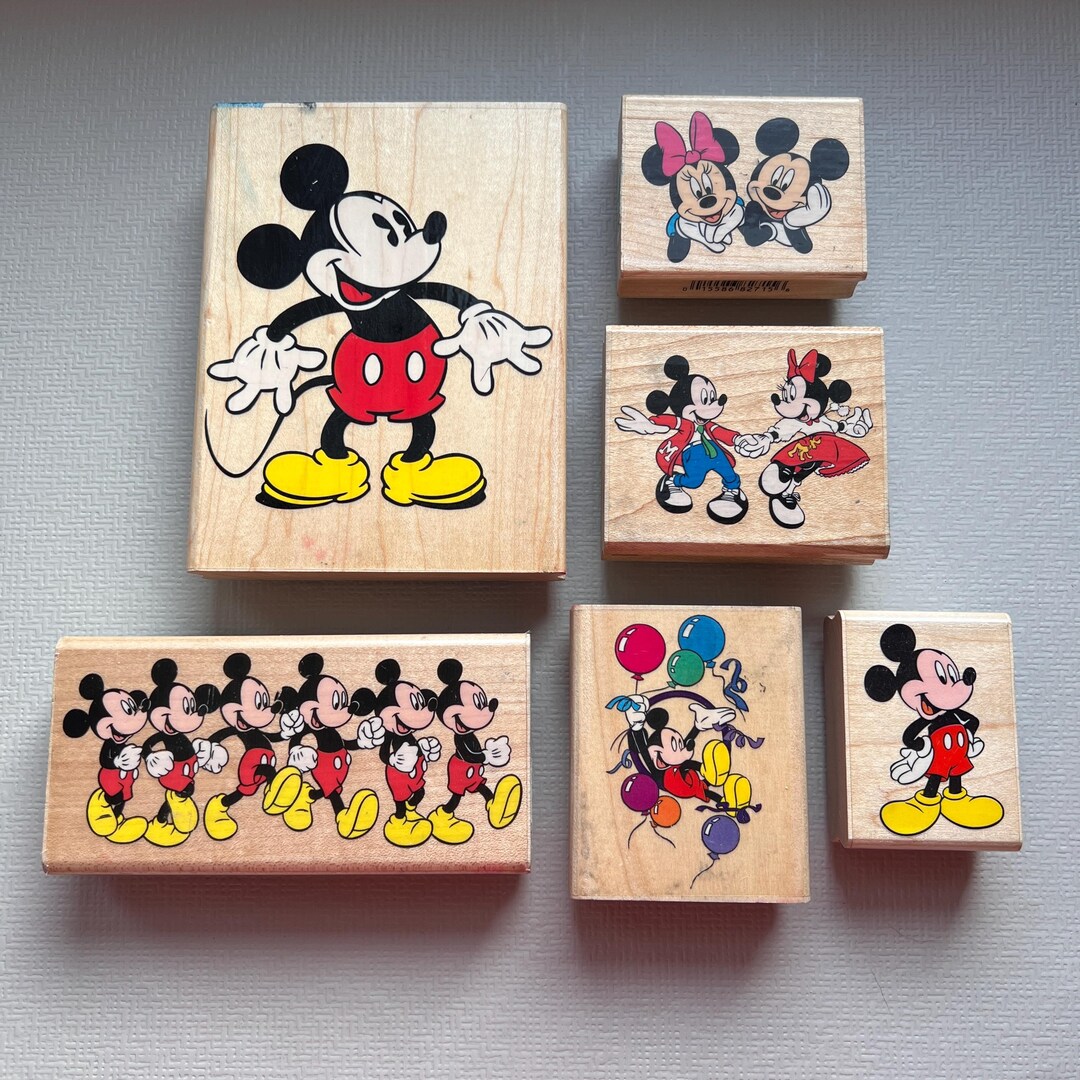Vintage Rubber Stamp Mickey Mouse and Minnie Wood Mounted Stamps From ...