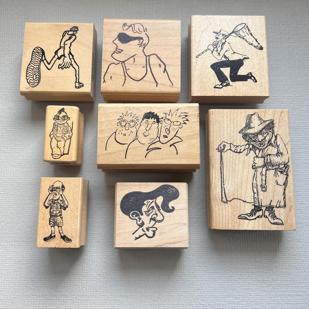 Rubber Stamps Funny Guy Vintage Rubber Stamps Wood Mounted Stamps - Etsy