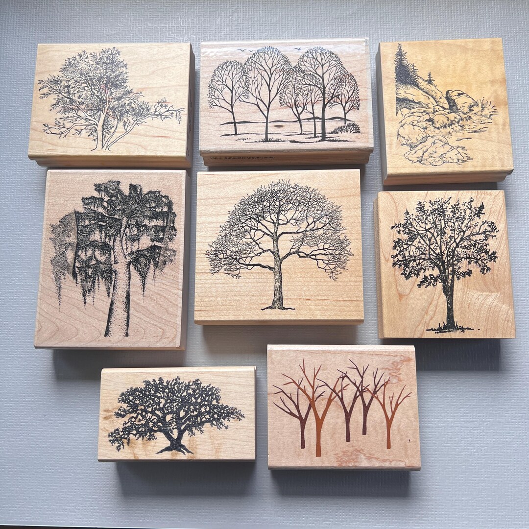 Vintage Rubber Stamp Large Trees Wood Mounted Stamp Rubber Stamps - Etsy