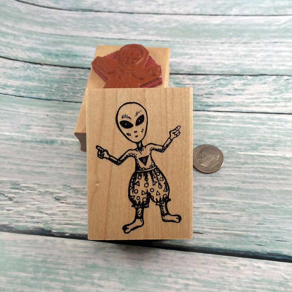 Alien Cool Guy Rubber Stamp - Etsy
