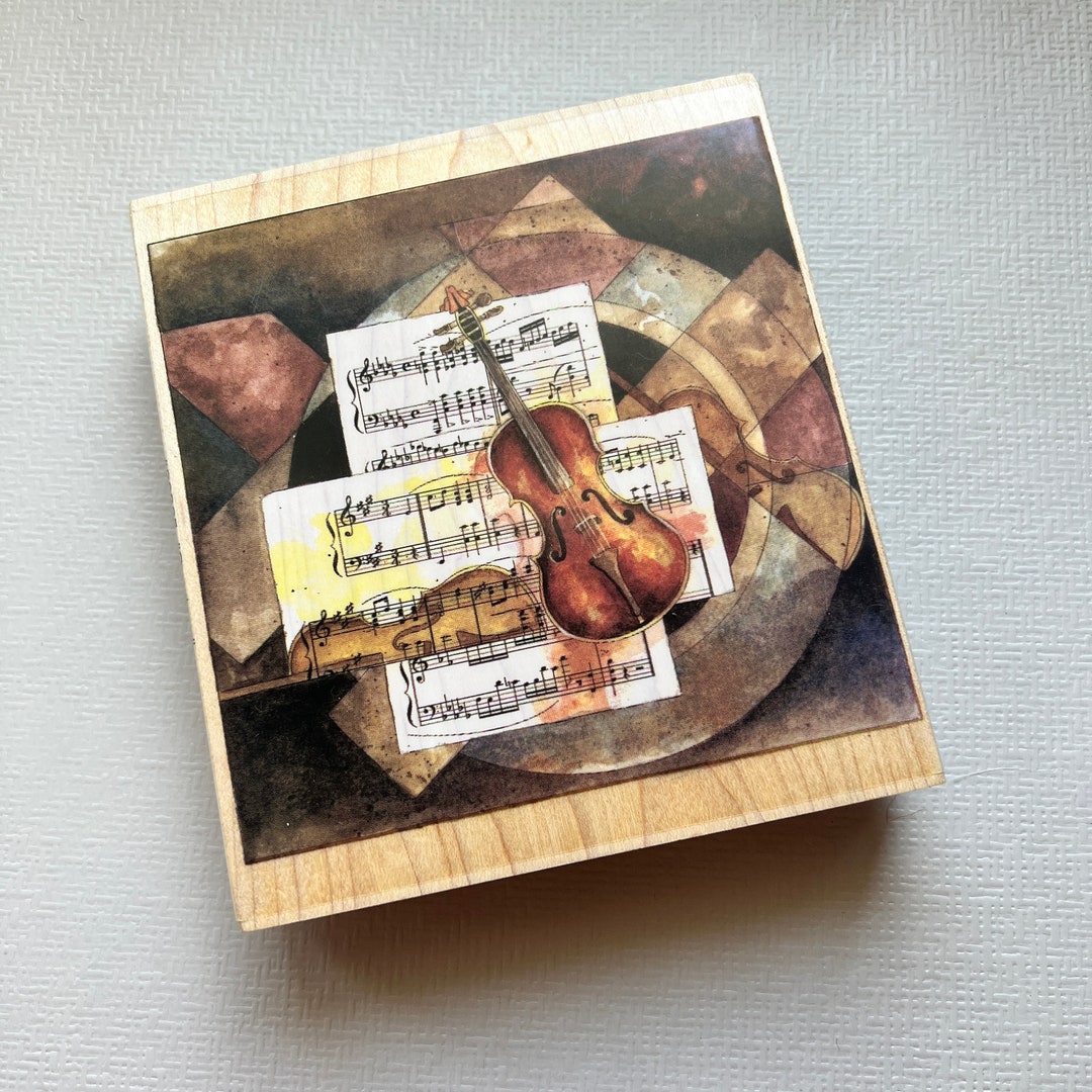 Rubber Stamp Violin Music Overture Collage Wood Mounted Stamp From ...