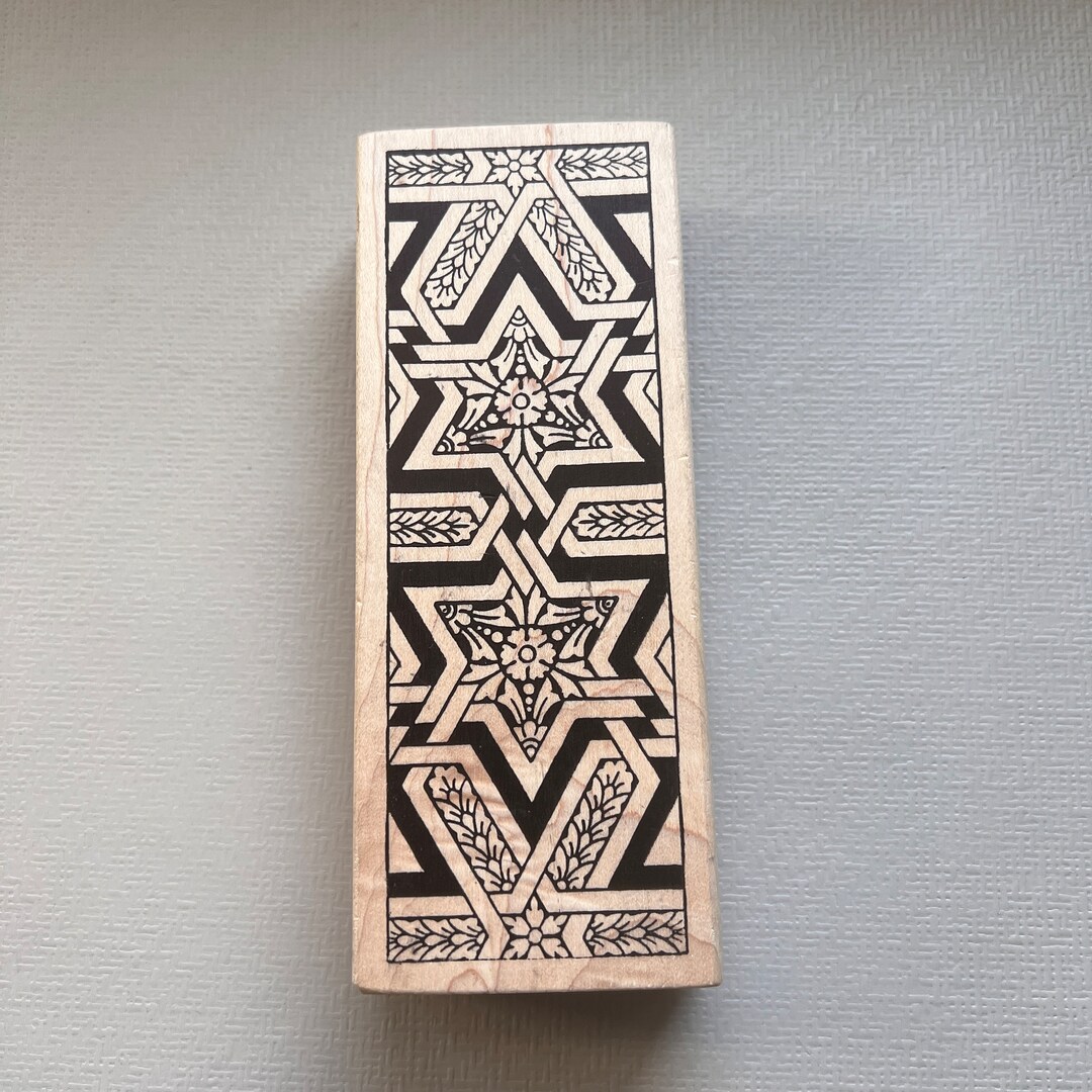 Vintage Rubber Stamp Bookmark Star Pattern Tile Design Engraving From ...