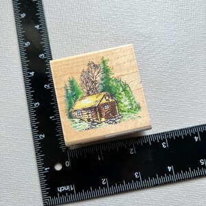 Vintage Rubber Stamp Nature Scenes Landscape Forest, Cabin, Deer ...