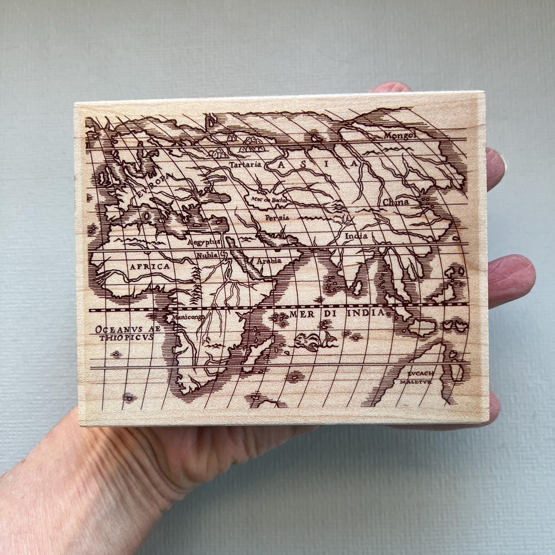 Rubber Stamp Vintage World Map From All Night Media - Etsy