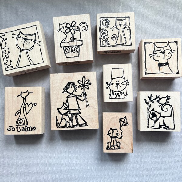 Cat Rubber Stamp - Etsy