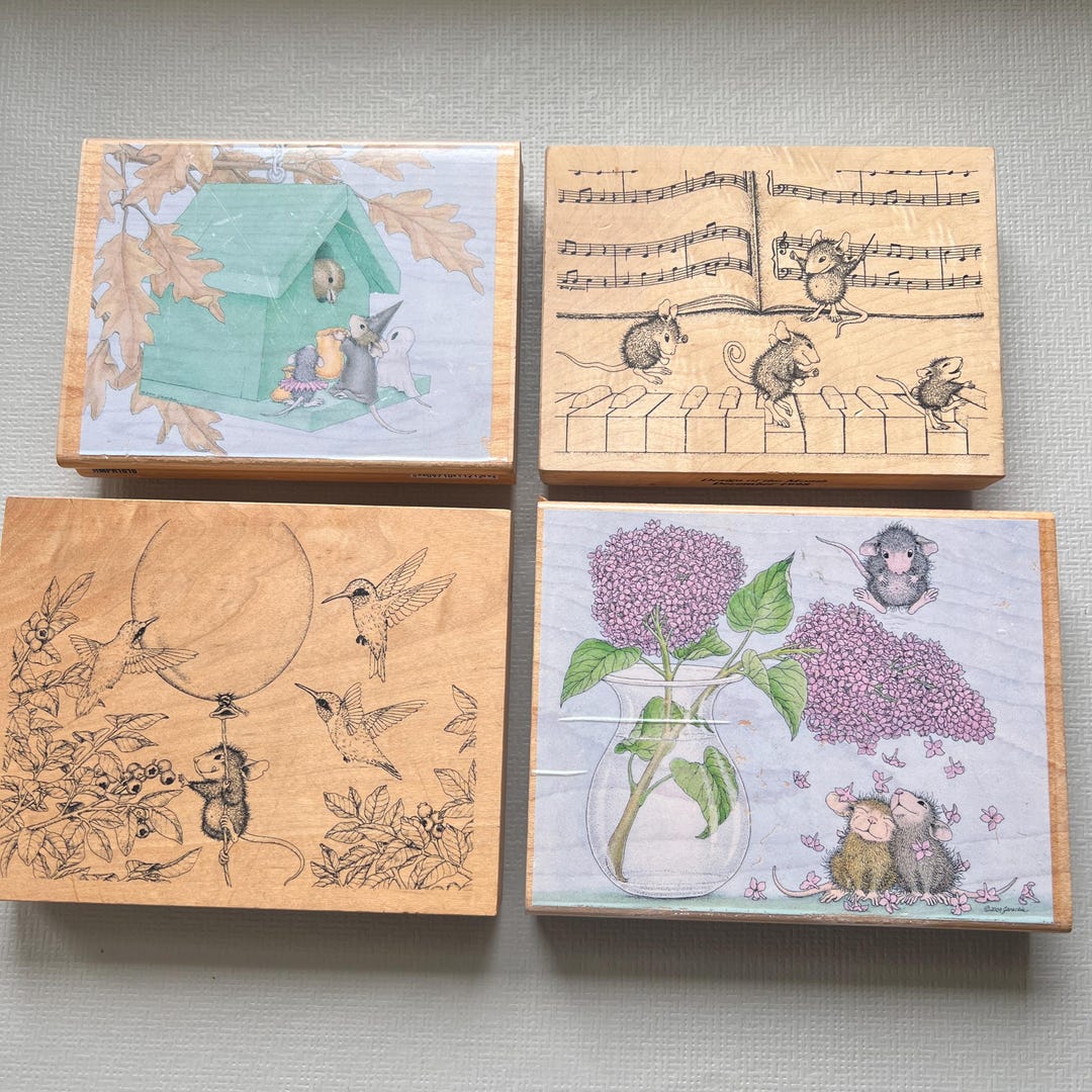 Vintage Retired Rare House Mouse Birds, Flowers, or Music Fun Rubber ...