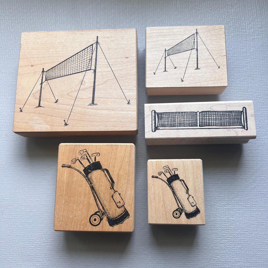 Vintage Rubber Stamp Pick Your Sports Equipment Volleyball, Badminton ...