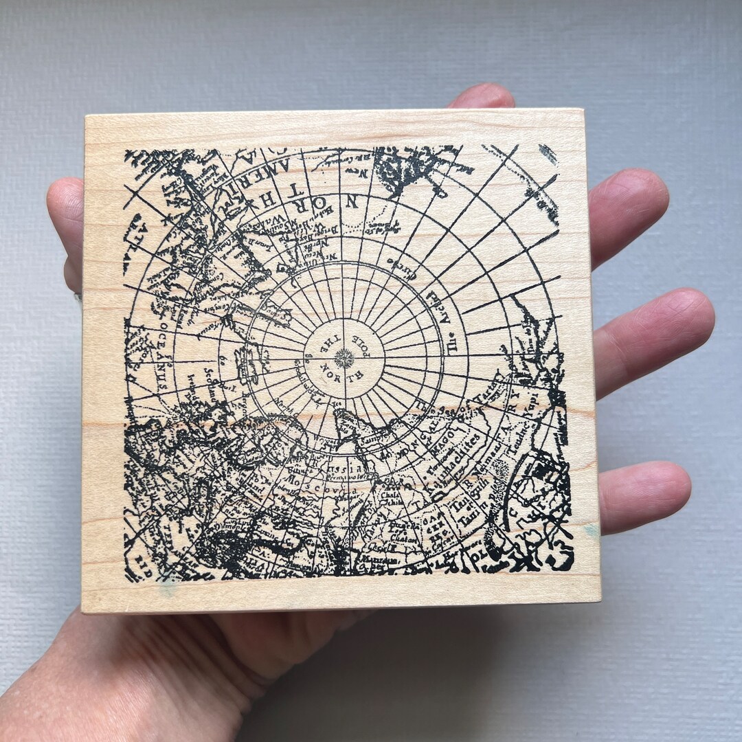 Rubber Stamp Map Northpole Vintage From Toybox Stamps - Etsy