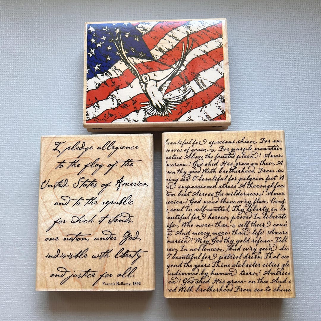 Vintage Patriotic American Flag Dove, Pledge Allegiance or America the ...