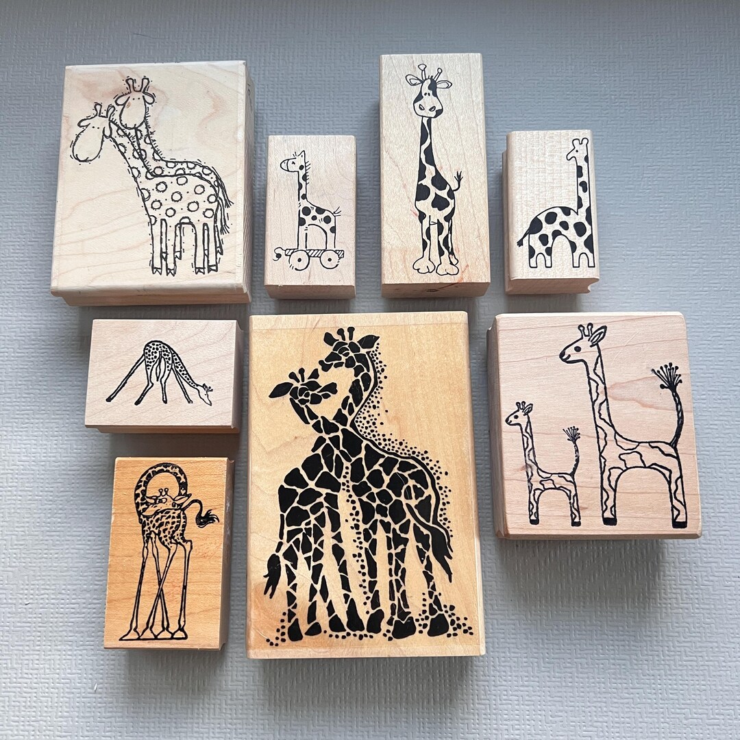 Vintage Rubber Stamp Choose Your Favorite Giraffe Wood Mounted Rubber ...