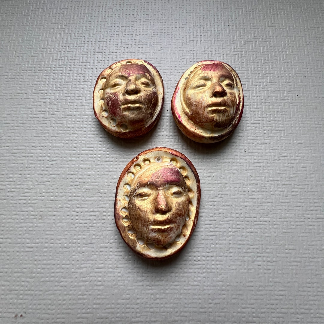 Clay Faces Multi Colored Red, Gold and Copper Faces Polymer Clay ...