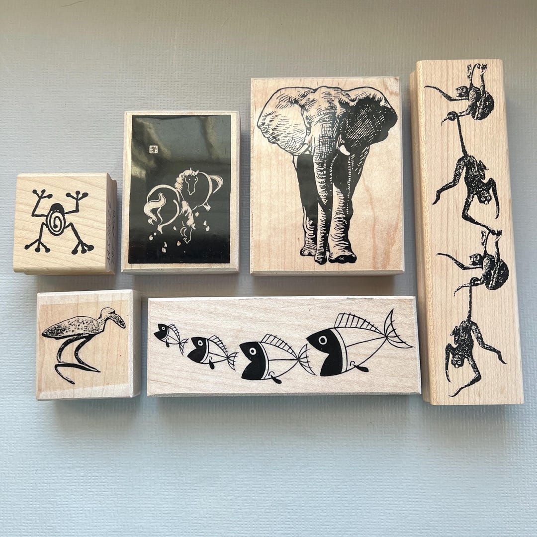 Vintage Wood Mounted Animal Rubber Stamp - Pick Your Stamp From ...