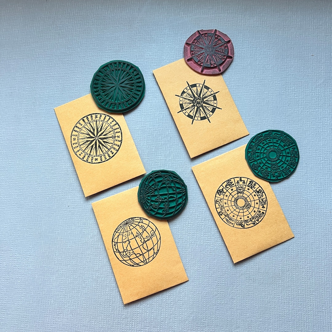 Vintage Unmounted Pick Your Globe, Compass or Zodiac Rubber Stamp - Etsy